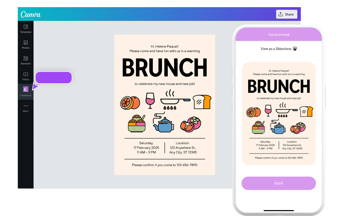 Brunch Event Invitations - Simplify Your Gathering with Canva & CreatEcards