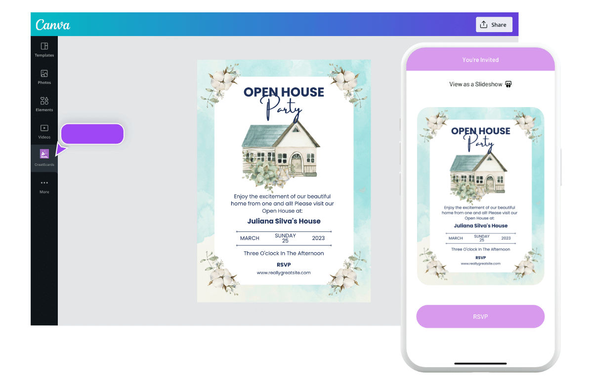 Open House Invitations - Efficiently Managed with Canva & CreatEcards